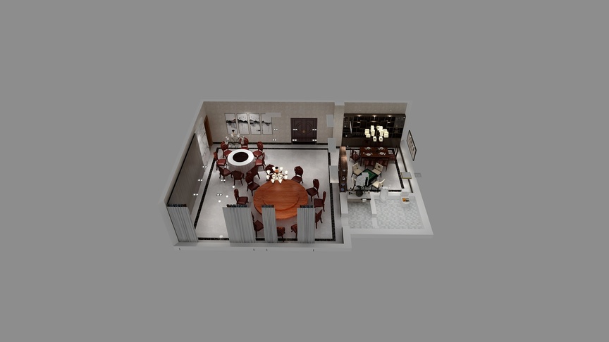 家装109m2厂区餐厅包厢装修效果图-装修设计方案-酷家乐3D云设计