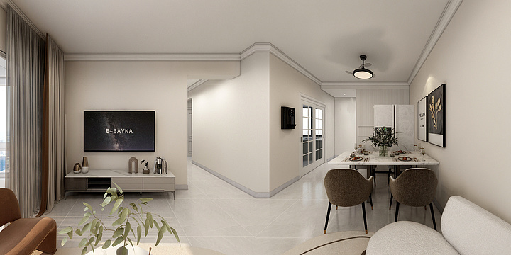 家装84m2天阜广场32#803装修效果图-装修设计方案-酷家乐3D云设计