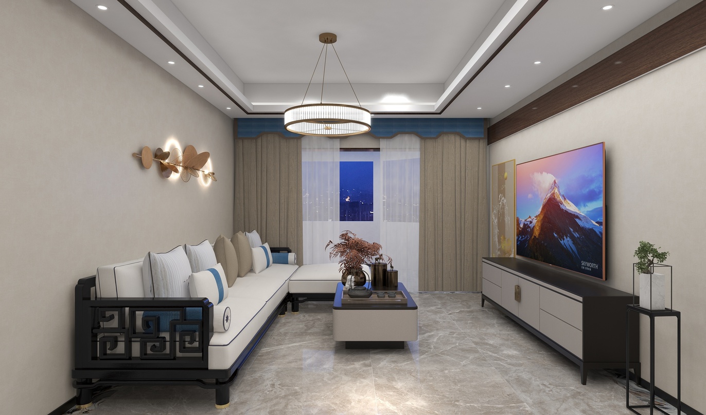 家装84m2保利东湾两居新中式装修效果图-装修设计方案-酷家乐3D云设计