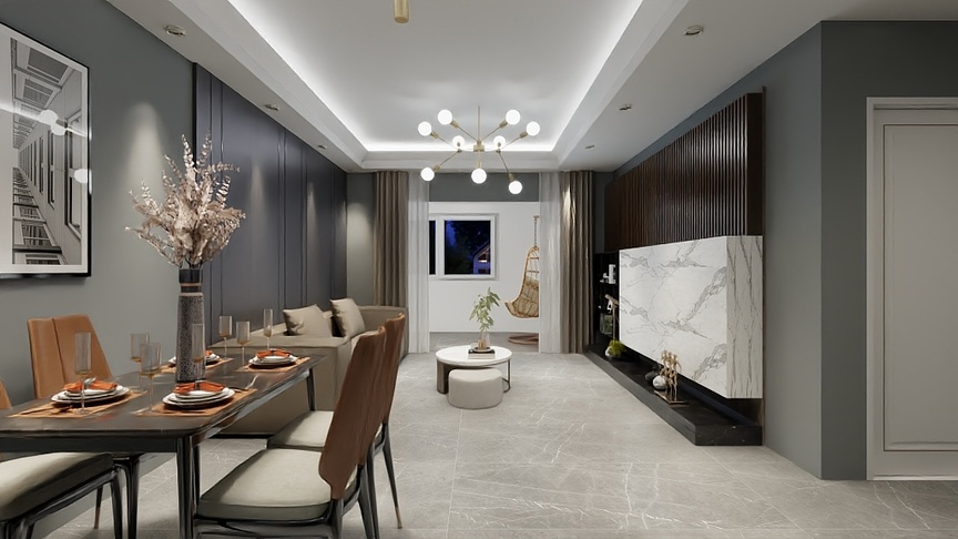 家装86m2保利东湾86㎡1室装修效果图-装修设计方案-酷家乐3D云设计