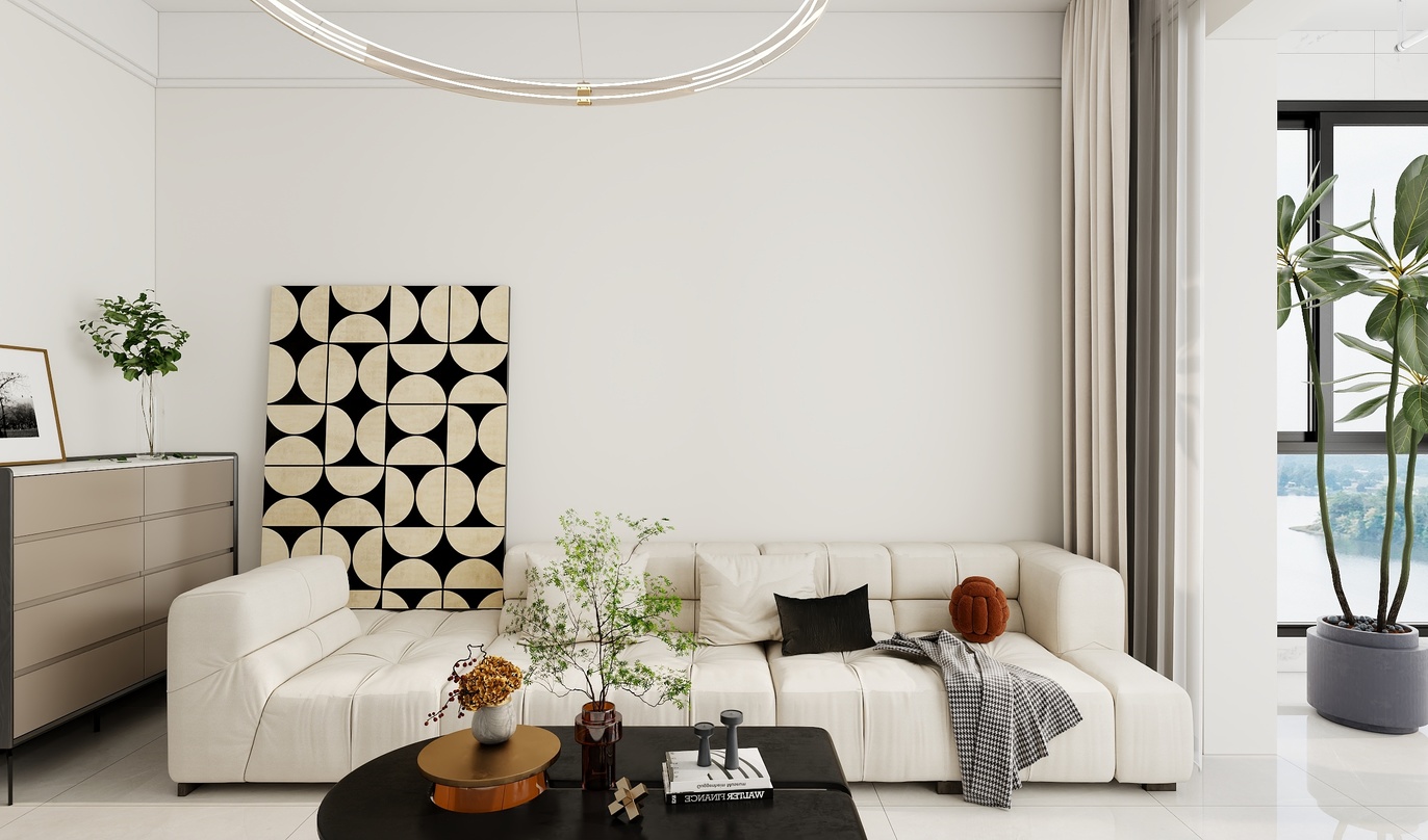 现代简约84m2小区房84㎡2室装修效果图-装修设计方案-酷家乐3D云设计