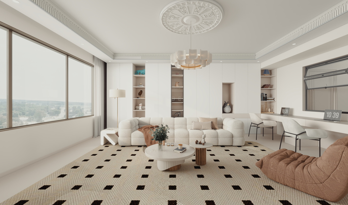 奶油109m2《莫测》109㎡2室装修效果图-装修设计方案-酷家乐3D云设计