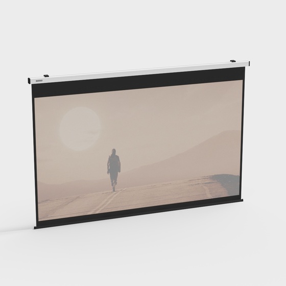 Beige Projection Screen 3D Model – Viewing Free