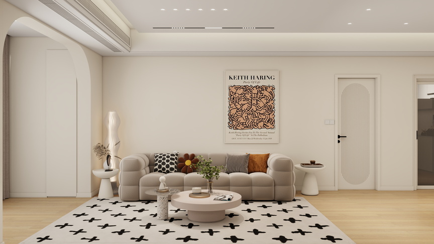 家装109m2【治愈】 奶油风|108平米三居平层装修效果图-装修设计方案-酷家乐3D云设计